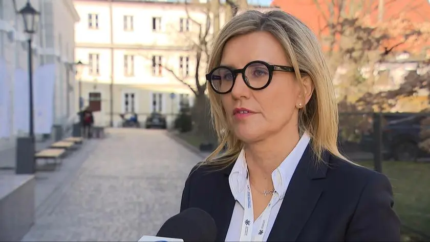 Demonstracja PiS przed prokuraturąm, Jacek Ozdoba: "Ja ją pchnę". Prokurator Ewa Wrzosek ...