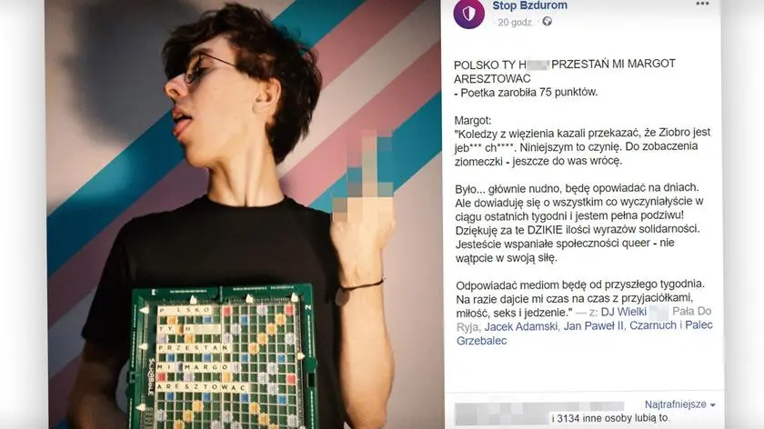 Pierwszy wpis Margot po wyjściu z aresztu - TVN24