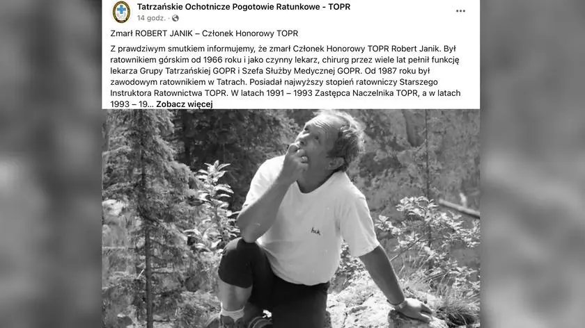 Robert Janik nie żyje. Były naczelnik TOPR miał 82 lata - TVN24