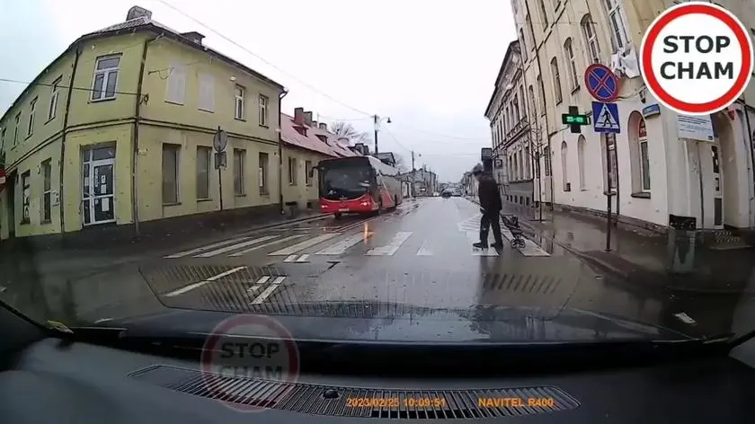 Zgierz. Mężczyzna szedł po przejściu dla pieszych. Autobus się nie zatrzymał. Nagranie - TVN24