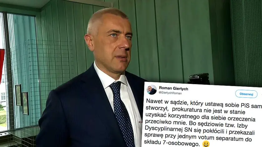 Wniosek o ukaranie Giertycha w Izbie Dyscyplinarnej Sądu Najwyższego - TVN24