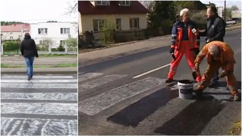 "Dzika zebra" pod Gorzowem. Sami namalowali sobie przejście dla pieszych - TVN24