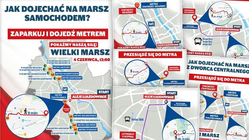 Marsz 4 czerwca w Warszawie - trasa, godzina, dojazd [Mapy + plan parkingów] | TVN Warszawa
