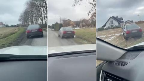 Kąśna. Pijany kierowca wjechał w pole. Nagranie - TVN24