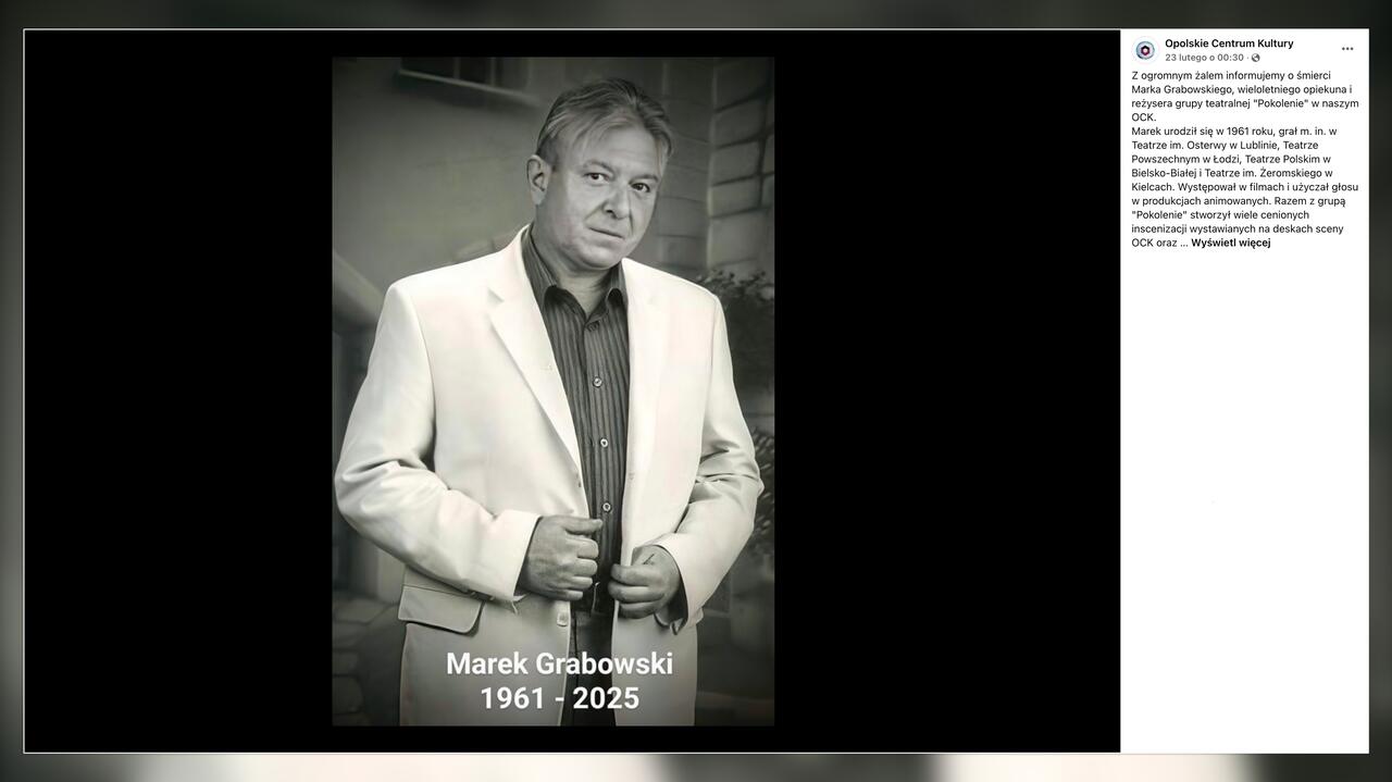 Marek Grabowski nie żyje. Aktor zmarł w wieku 63 lat - TVN24