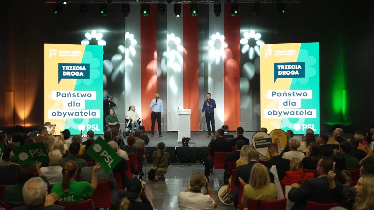 Wybory parlamentarne 2023. Trzecia Droga - konwencja programowa w Kielcach - TVN24