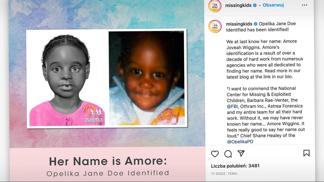 Policja odkryła po 11 latach tożsamość "Małej Jane Doe". "Naprawdę dobrze jest wypowiedzieć jej ...