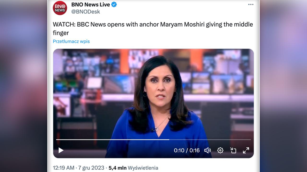 Anglia. Prezenterka BBC Maryam Moshiri pokazała środkowy palec na wizji ...
