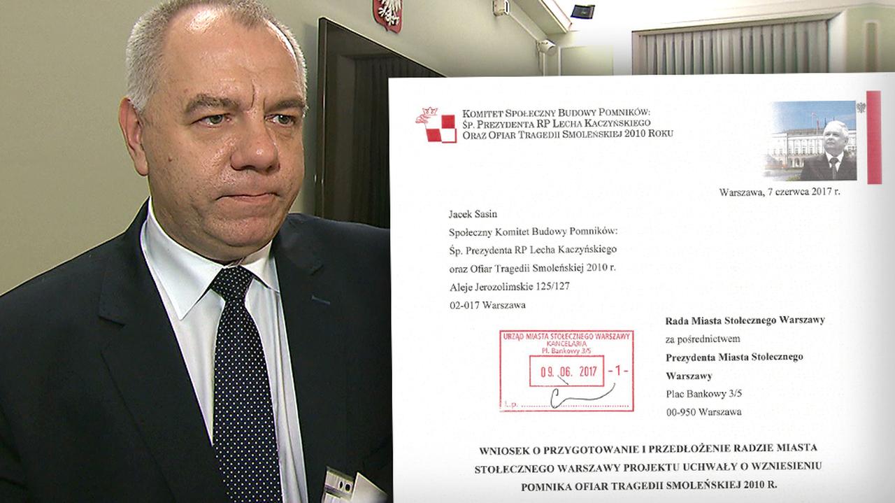 Sasin chce uchwał rady miasta o budowie pomników smoleńskich | TVN Warszawa