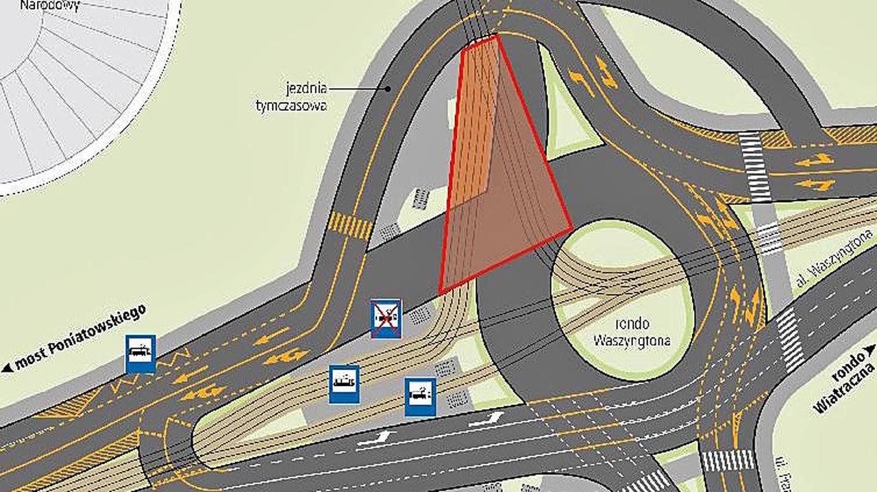 Rondo Waszyngtona z tymczasową jezdnią | TVN Warszawa